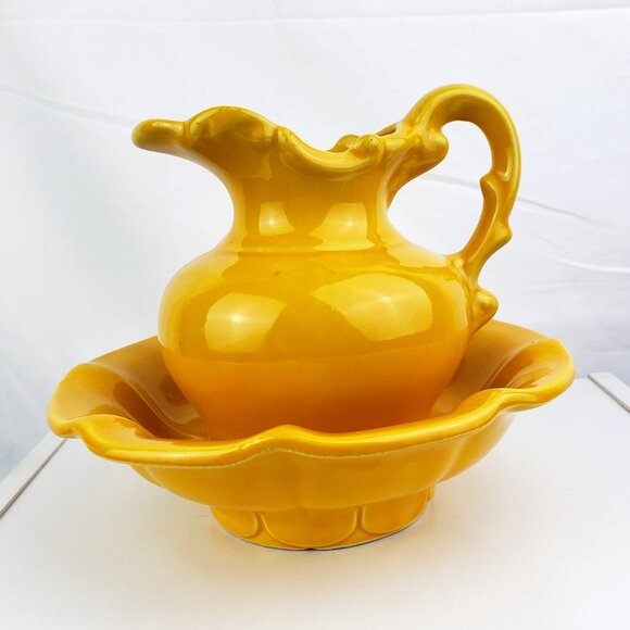 Mccoy | Accents | Vintage Mccoy Yellow Cream Pitcher And Bowl Set ...